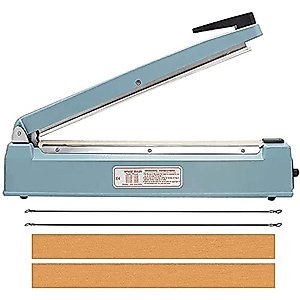 VOTOER 16 inch Manual Impulse Bag Hand Heat Sealer Machine, Bag Sealer Heat Sealing Closer Tool Poly Tubing Plastic Bag, 2 Free Replacement Kit