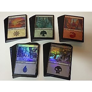 100 FOIL Basic Lands - Magic The Gathering - 20 Swamp, Mountain, Forest, Plains, Island - MTG!