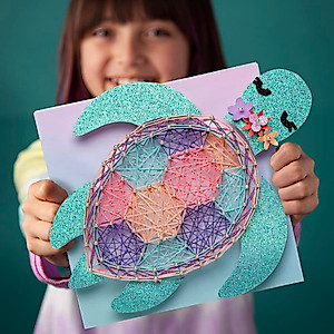 Craft-tastic — String Art Sea Turtle for 2 Fun Craft Projects — Sea Turtle and Hibiscus Flower — Ages 10+