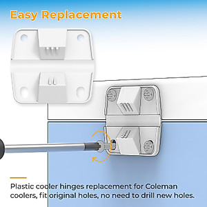 Cooler Replacement Plastic Hinges & Screws Set Compatible with Coleman Coolers | 4 Pack