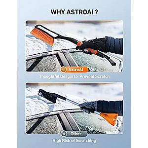 AstroAI 2 Pack 27" Snow Brush and Detachable Deluxe Ice Scraper with Ergonomic Foam Grip for Cars (Heavy Duty ABS, PVC Brush)
