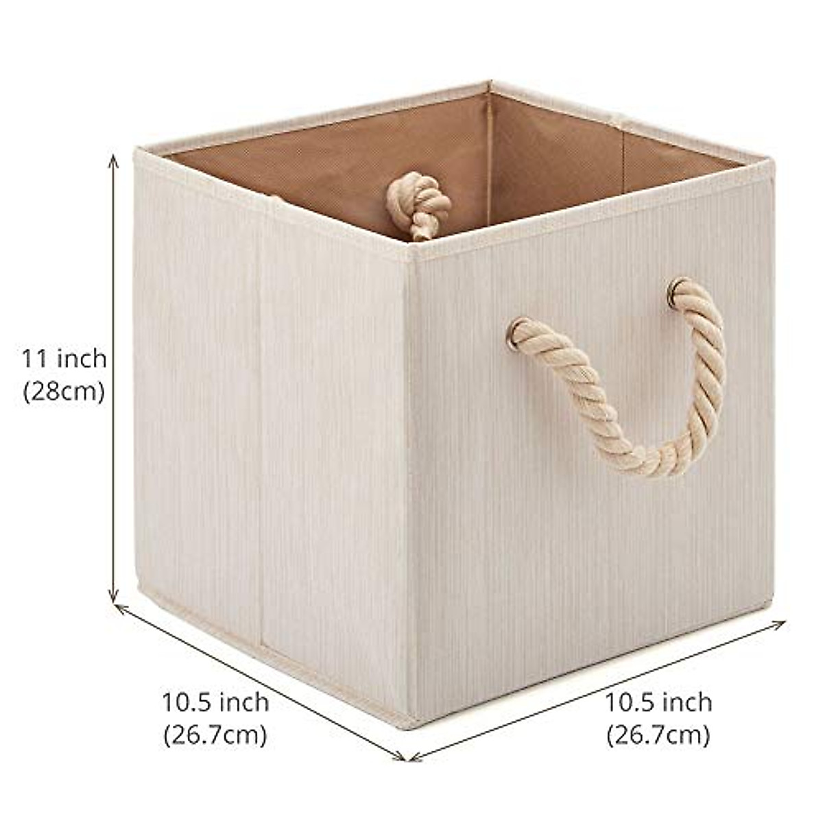 EZOWare Set of 8 Bamboo Fabric Storage Bins with Cotton Rope Handle for Nursery Toys, Gray + Beige