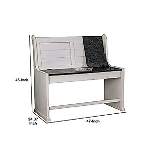 Benjara Wooden Counter Height Loveseat with Lift Top Seat, Black and White