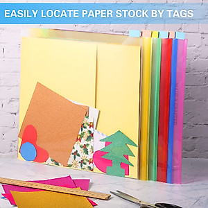 Glenmal 100 Pieces 12x12 Scrapbook Paper Storage Organizer with 180 Pieces Sticky Index Tabs,plastic Craft Vinyl Scrapbook Paper Storage Bags,storage for Scrapbooking Photo and Paper File (Multicolor)