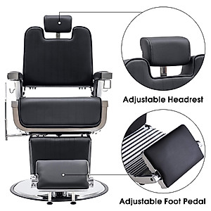BarberPub Heavy Duty Vintage Barber Chair Hydraulic Recline Shampoo Beauty Spa Salon Equipment 3819 (Black)