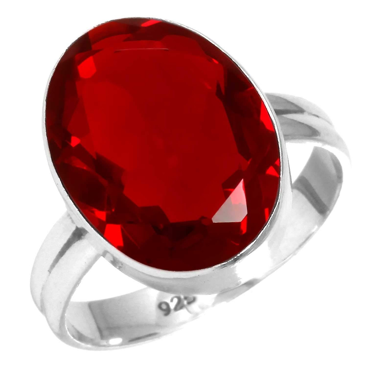 JEWELOPORIUM 925 Silver Ring for Women Red Ruby Simulated Gemstone Statement Silver Ring Size 8 Mothers' Day Gift Fashion Jewelry