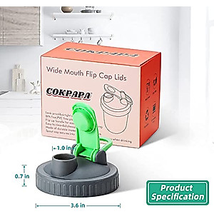 6 Pack Wide Mouth Flip Cap Mason Jar Lids for Ball Mason Jars, with Airtight Seal & Leak-proof, Easy Pouring Spout (Jars not Included) (3blue+3green)