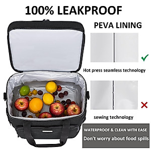 BAVGRED Insulated Lunch Bag for Men/Women-Large Adult Lunch Box-Leakproof Soft Warmer/Cooler Work Tote with Adjustable Shoulder Strap Black