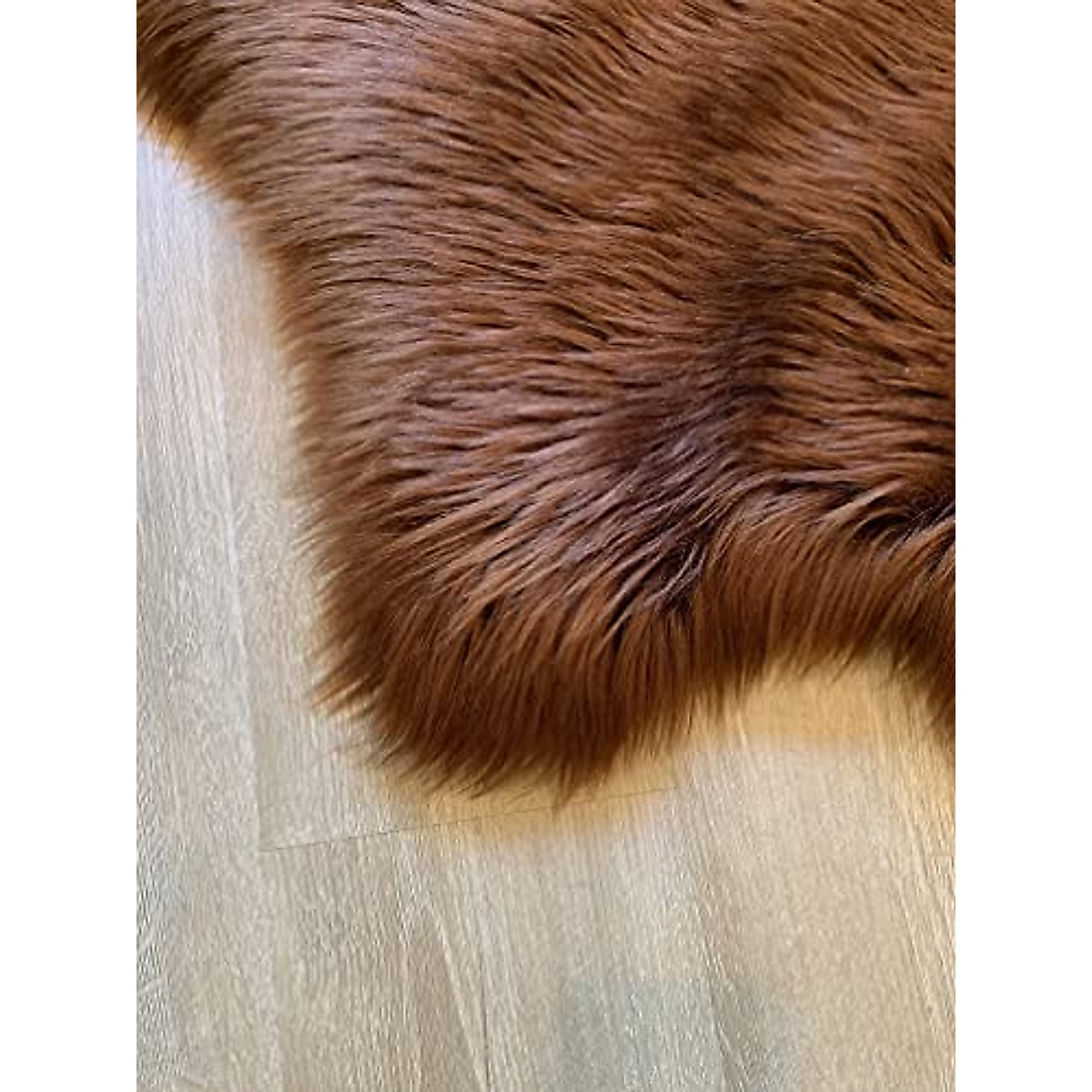 LAMBZY Faux Sheepskin Super Soft Hypoallergenic Silky Shag Bear Rug for Living Room, Kids Room, Sofa (2'x3', Brown)