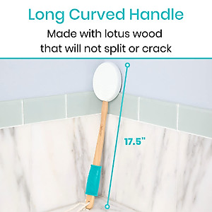 Vive Lotion Applicator for Back, Feet (17.5") - Self Washer Beauty Shower Sponge, Long Handle Cream Wand for Elderly, Women - Apply Medicine, Skin Cream, Body Wash, Sunscreen -Easy to Clean