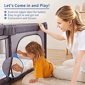 Doradotey Baby Playpen, Extra Large Baby Playard, Playpen for Babies with Gate, Indoor & Outdoor Playard for Kids Activity Center, Sturdy Play Yard with Breathable Mesh(Deep Grey)