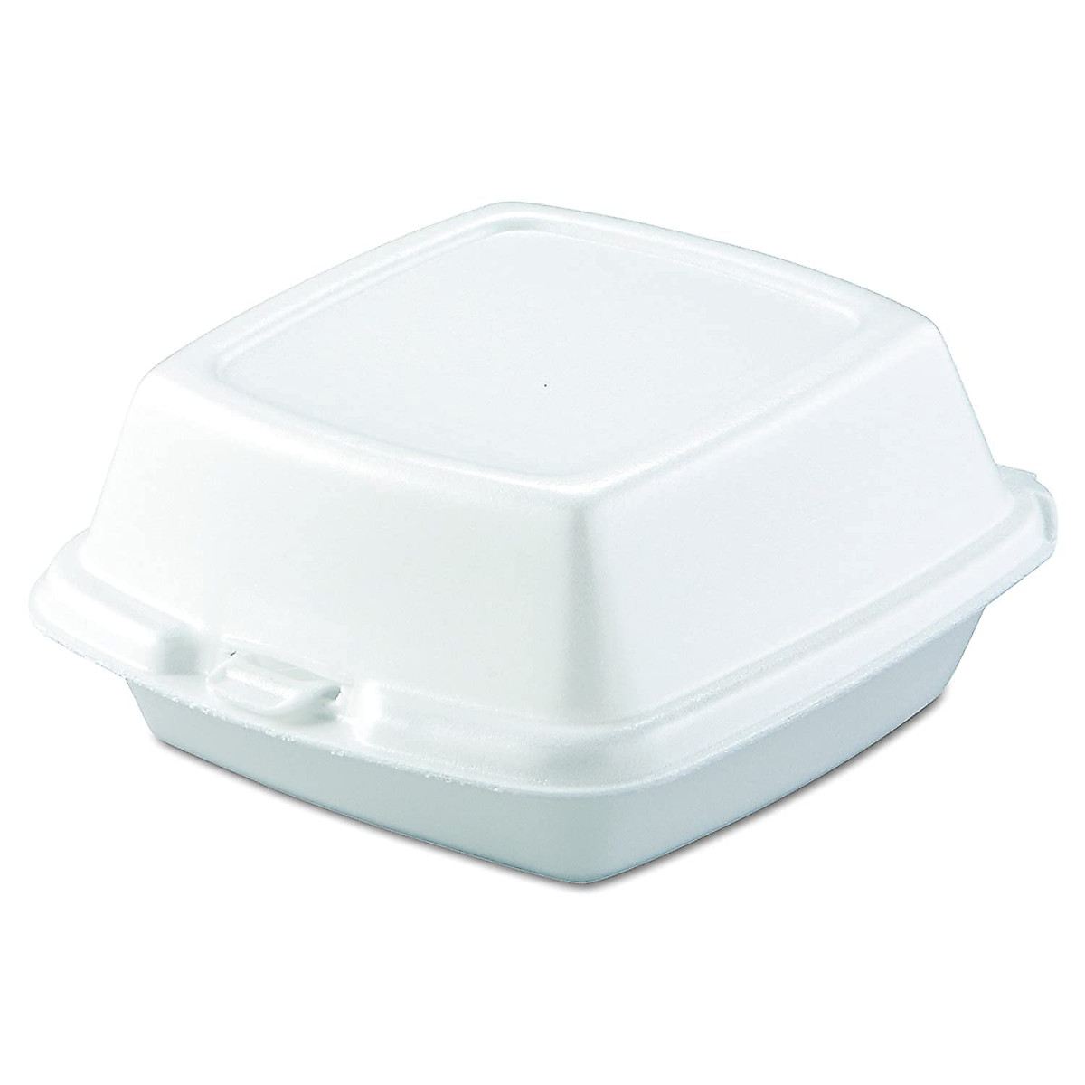 Mr. Miracle Foam Containers 6X6, Disposable Clamshell Styrafoam Containers for Food - Hinged Lid, 50 Count, Restaurant to Go Trays, Lunch Container with Recessed Lid for Stable Stack