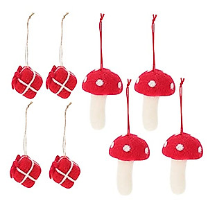 SAFIGLE 8pcs Wool Felt Pendant Crutches Ornament Mushroom Home Decor Mushroom Ornament Felt Christmas Ornaments Xmas Tree Pendants Felt Mushroom Xmas Themed Pendants Felt Xmas Ornaments
