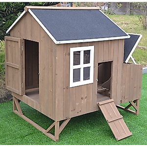 Omitree Deluxe Large Wood Chicken Coop Backyard Hen House 4-8 Chickens with 3 Nesting Box