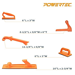 POWERTEC Push Block and Push Stick Set Fits Table Saws, Router Tables, Band Saws & Jointers, Dual Ergonomic Handles w/Max Grip, Wood Pusher Reduces Kickback & Increases Safety. 5PK (71009V)