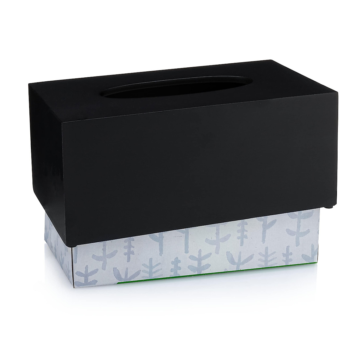 Essentra Home Rectangular Tissue Box Cover – Heavy Facial Tissue Box Cover with Modern Matte Black Finish – Matte Black Collection