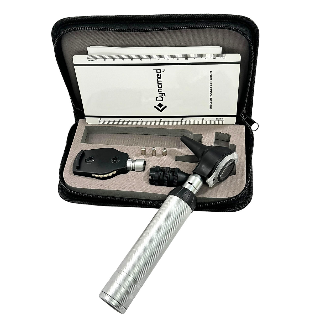 Cynamed Otoscope Set-3.2V Bright White LED Otoscope Set with Accessories - The Perfect Tool for Nurses (Zipper Leather Case)