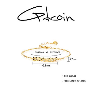 GDCOIN Gold Chain Bracelet for Women, 14K Gold Plated Handmade Adjustable Dainty Gold Bracelet Bar Bracelets Jewelry for Women Gift