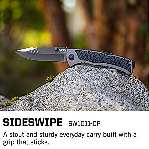 SOG Pocket Knife and Folding Knife - Sideswipe EDC Knife, Flip Knife with 3.4 Inch Assisted Opening Blade and Reversible Pocket Clip,Grey