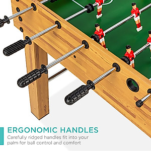 Best Choice Products 48in Competition Sized Foosball Table, Arcade Table Soccer for Home, Game Room, Arcade w/ 2 Balls, 2 Cup Holders - Light Bown