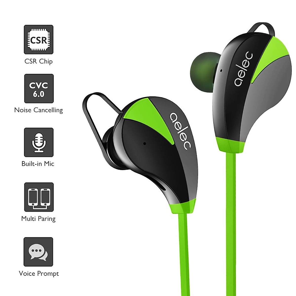 AELEC S350 Wireless Bluetooth Headphones in-Ear Sports Earbuds Sweatproof Earphones Noise Cancelling Headsets with Mic for Running Jogging