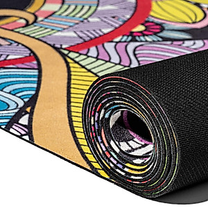 3mm Yoga Mandala Mat with Rubber Base and Suede Face multicolor