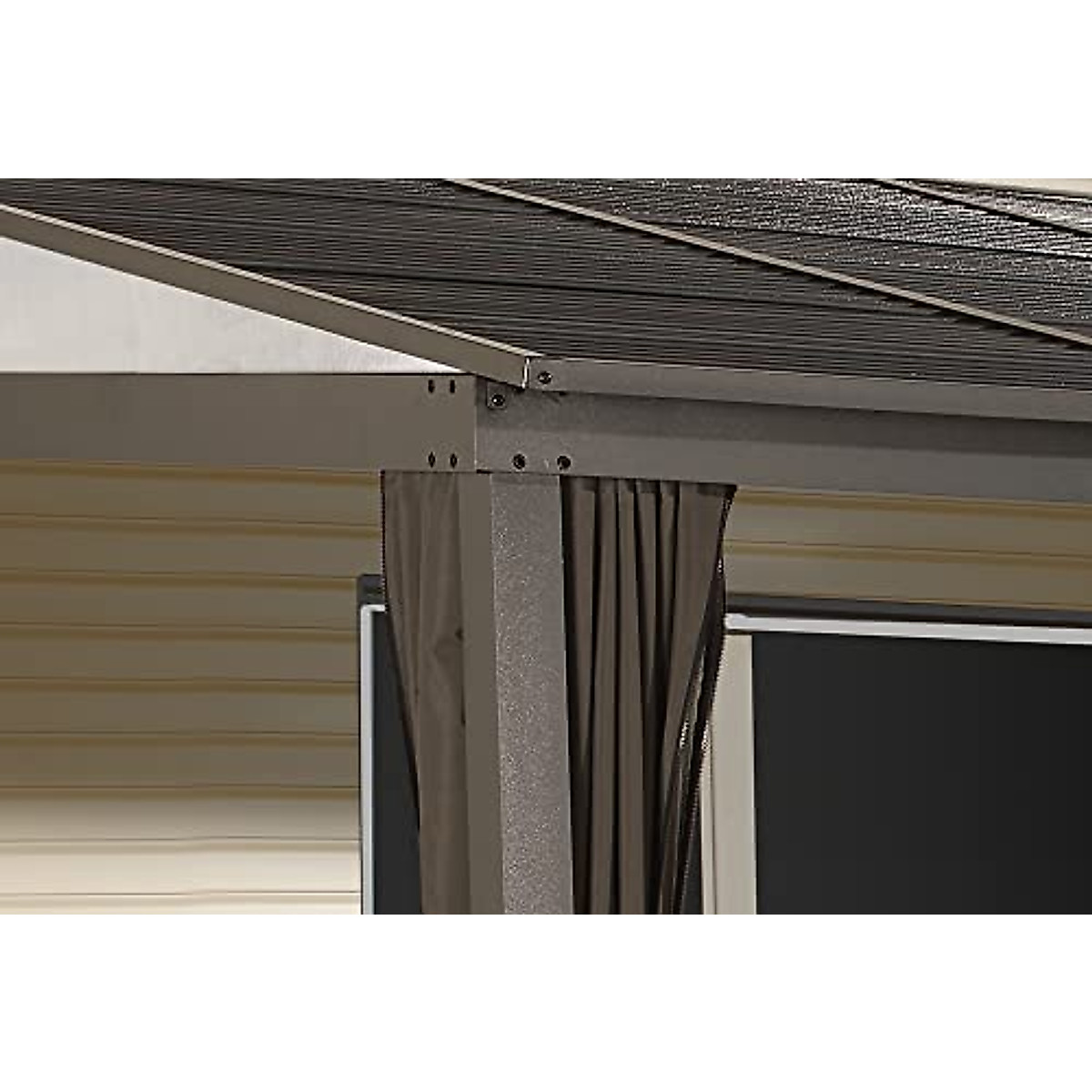 Sojag 10' x 14' Portland Gazebo Wall-Mounted Outdoor Weather-Resistant Aluminum Frame Sunroom Brown