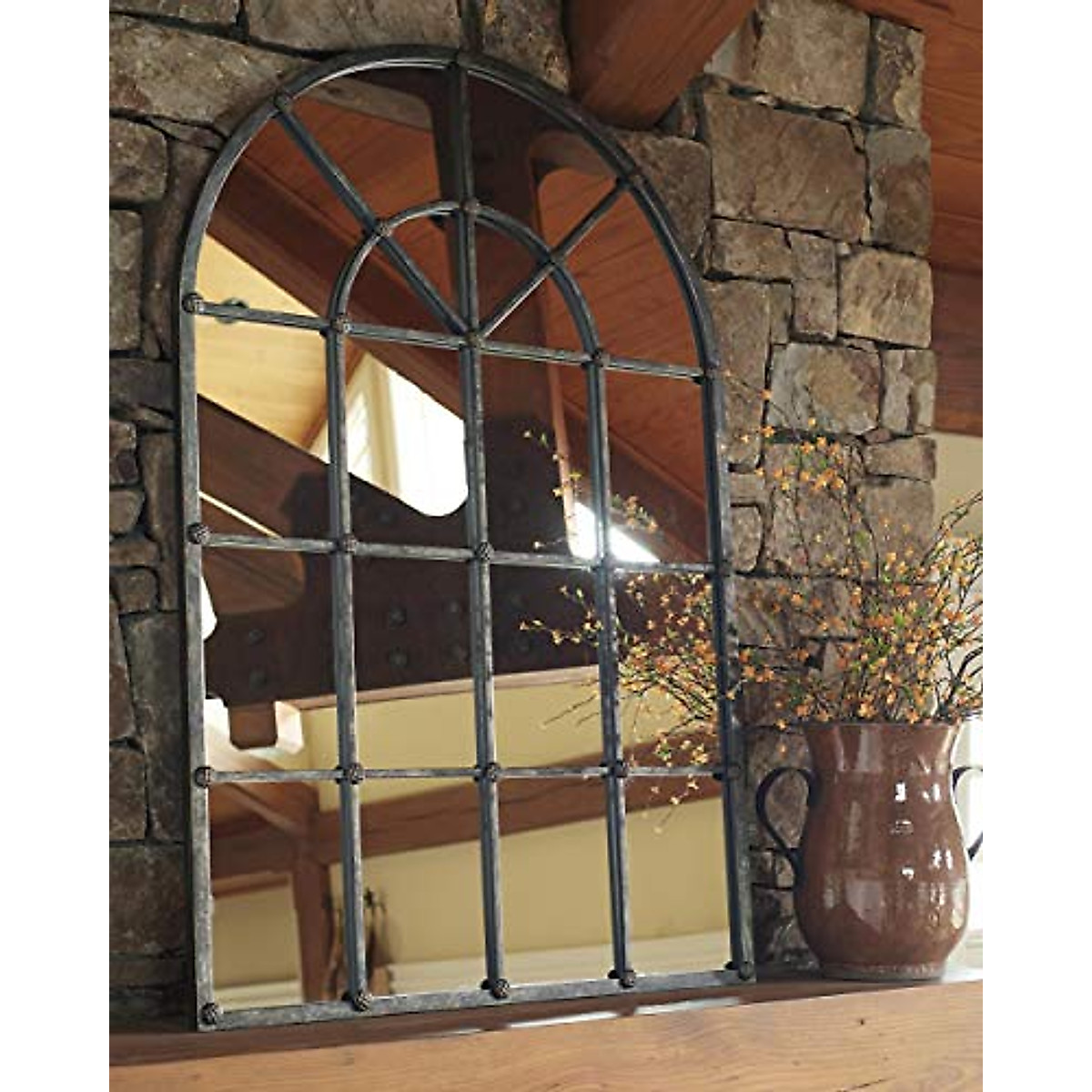 Signature Design by Ashley Wall Mount Oengus Traditional Antiqued Metal Framed Accent Mirror 32x46, Silver