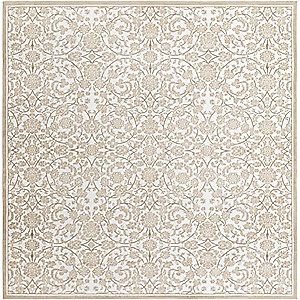 Unique Loom Rushmore Collection Area Rug - TAFT (10' 8" Square, Snow White/Beige)