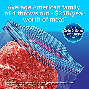 Ziploc Gallon Food Storage Freezer Bags, Stay Open Design with Stand-Up Bottom, Easy to Fill, 60 Count