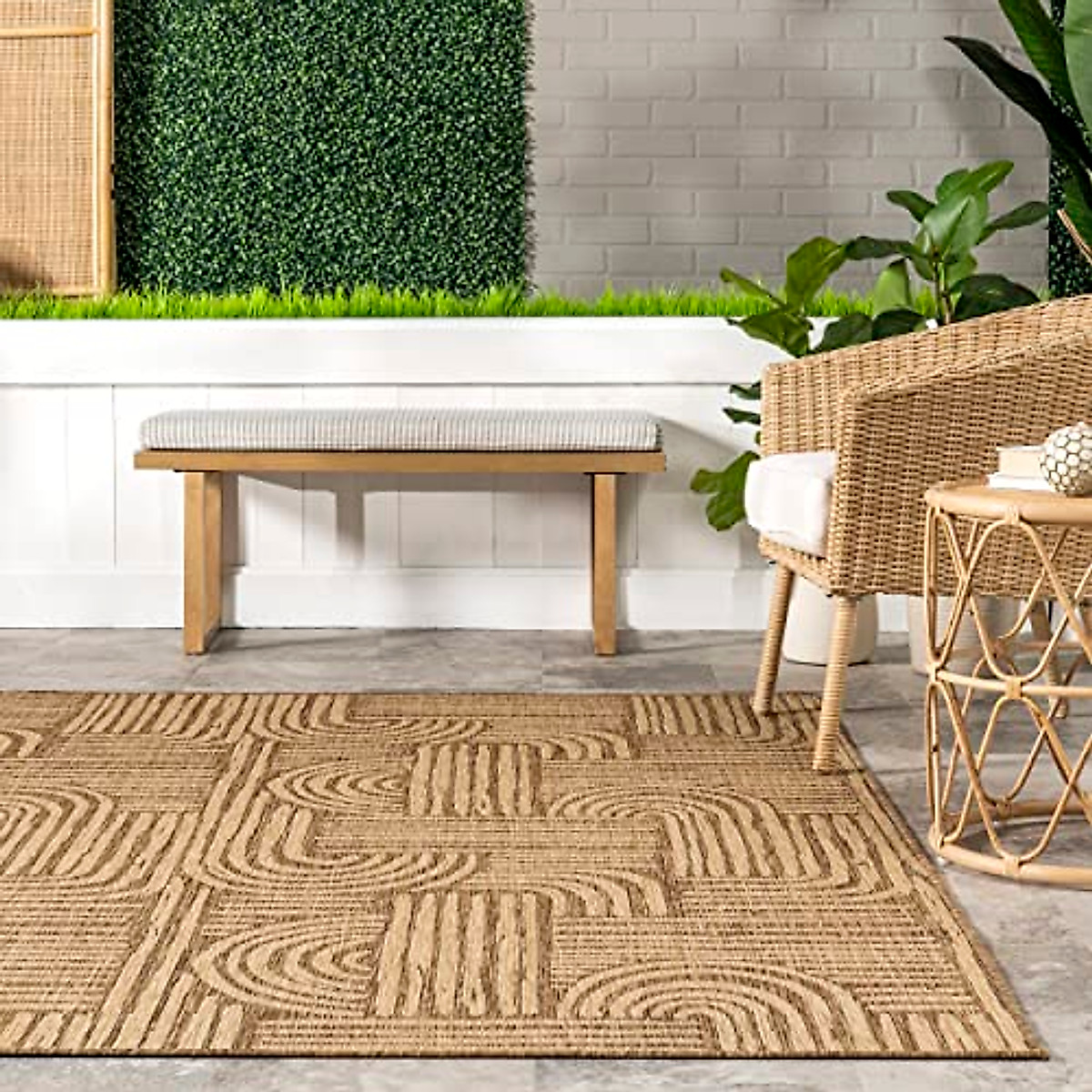 nuLOOM Lynne Abstract Maze Indoor/Outdoor Area Rug, 8' x 10', Beige