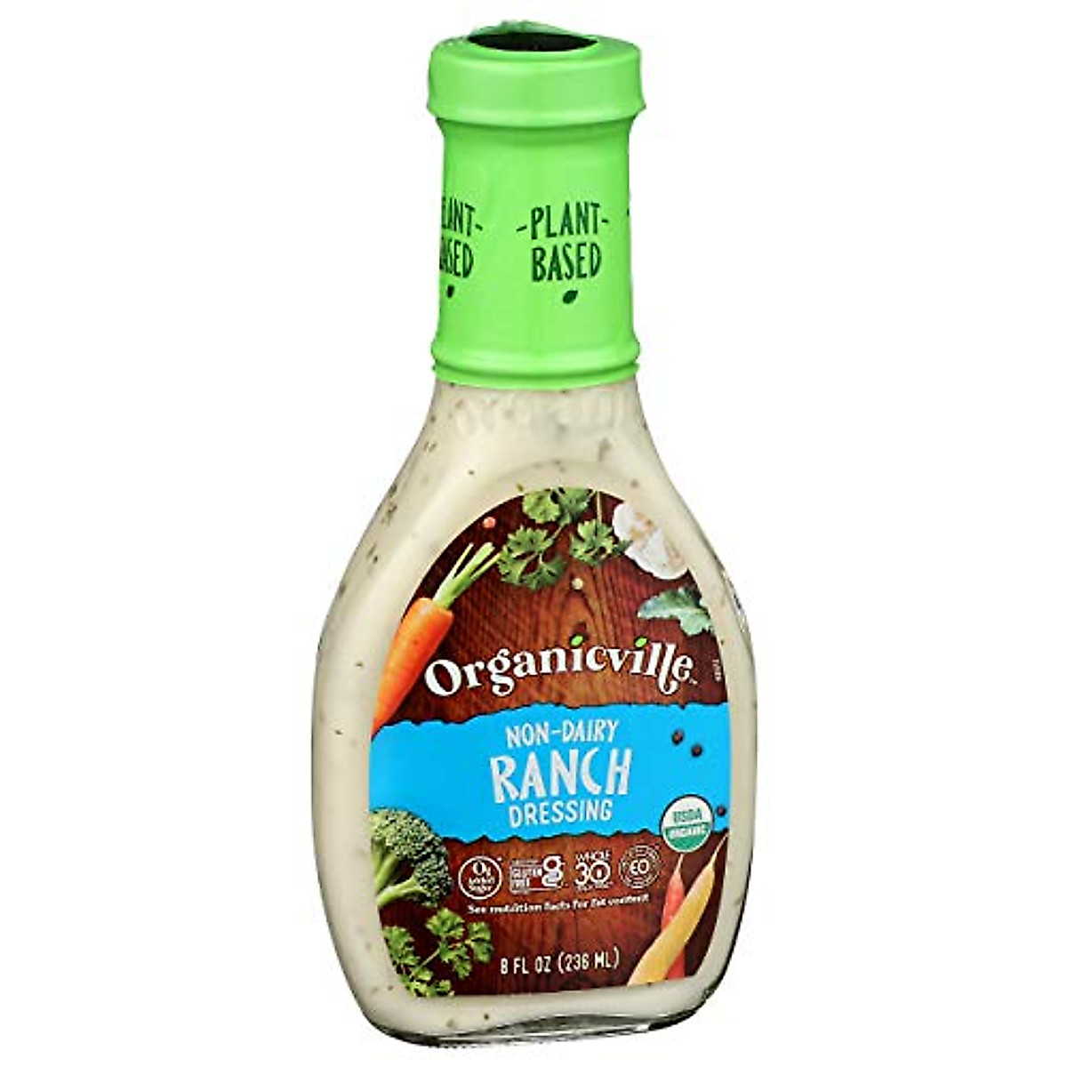 Organicville, Ranch Dressing, Organic, Dairy Free, Gluten Free, 8 oz