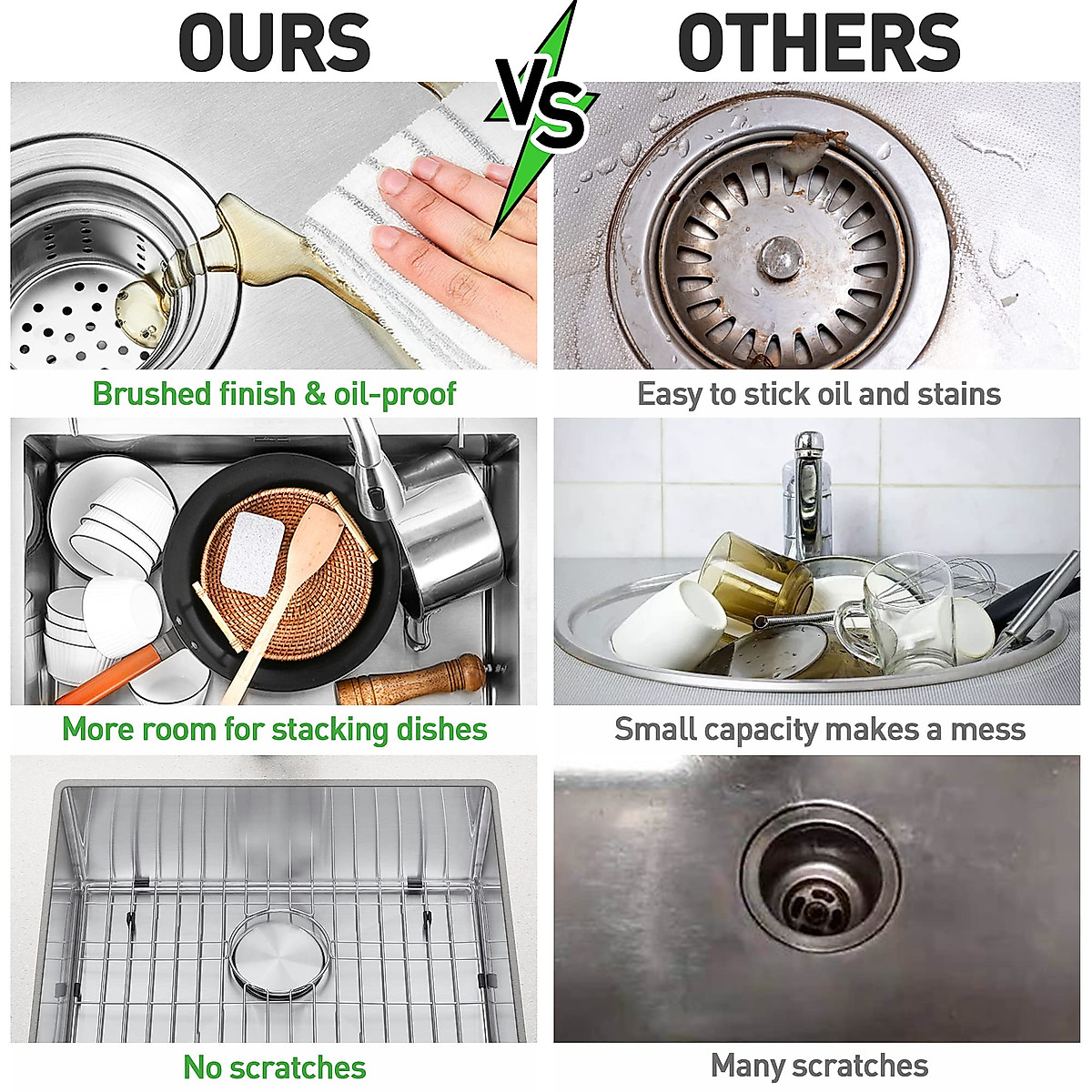 CITYLE 32 Inch Undermount Kitchen Sink, Stainless Steel Sink Handmade 50/50 Double Basin with Bottom Grid and Basket Strainer Drain for Bar Prep Kitchen(32'' x 18'' x 9'')