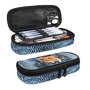 STUOARTE Hamster Print Pencil Case, Large Capacity Pen Pouch Organizer Simple Stationery Bag Aesthetic Pen Pouch Bag, Pencil Box School Supplies for Kids Students Boys Girls