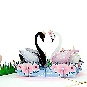 DKT HANDMADE Wedding pop up card (Swan Couple), 3D wedding card, Wedding Pop Up Anniversary Card, The Perfect Handmade Gifts for Bride and Groom in Wedding Party, Love popup card, Valentine 3D card
