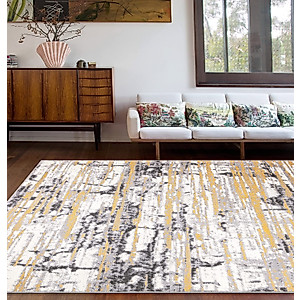 Rugshop Darwin Vintage Abstract Modern Area Rug 5' x 7' Yellow