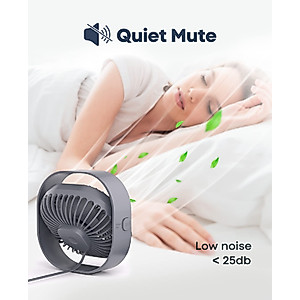 Smilfree Mini USB Desk Fan, 3 Speeds Portable Small Fan, 360° Adjustable Rotation Silent Desktop Fan for Home Office Makeup Personal Fan with Travel