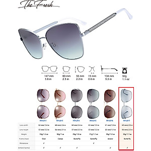 The Fresh Classic Crystal Elegant Women Beauty Design Sunglasses Gift Box (L175-Silver, Grey/Green)
