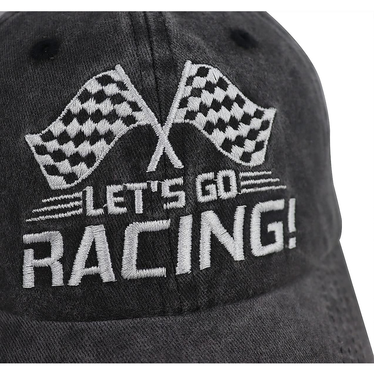 Race Car Hats for Men Women, Funny Adjustable Washed Cotton Embroidered Checkered Flag Racing Baseball Cap, Gifts for Friends Car Enthusiast Fans Driver Birthday Party Supplies Outdoor Sports