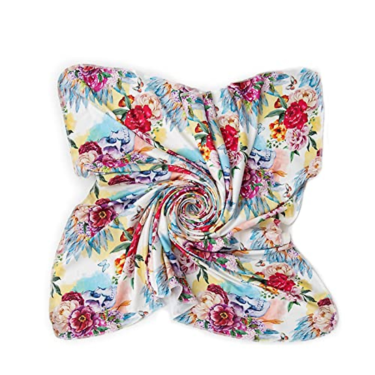 AirXing Newborn Baby Blanket Turban Baby Receive Blanket Flower Swaddling Blanket Printed Baby Swaddle Receive Blanket（Bright Colors）