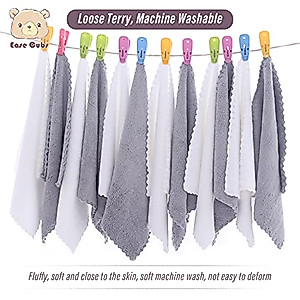 Ease Cubs 10 Pack Ultra Soft Burp Cloths for Baby and Newborn, 20" by 10" White and Grey