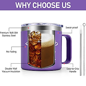 GINGPROUS New Mom Gifts, 14oz Promoted To Mommy Est 2025 Insulated Stainless Steel Coffee Mug, Mothers Day Gifts for New Mama To Be, First Time Mom, Mother, Mommy Pregnancy, Baby Shower, Purple