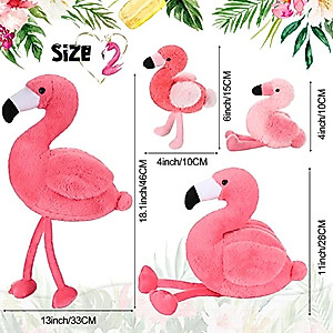 Skylety 18 Inches Flamingo Stuffed Animal with 4 Babies Flamingo Plush Toys Inside Zippered Tummy Pink Mommy Flamingo Toy Stuffed Animals for Birthday Party Decorations