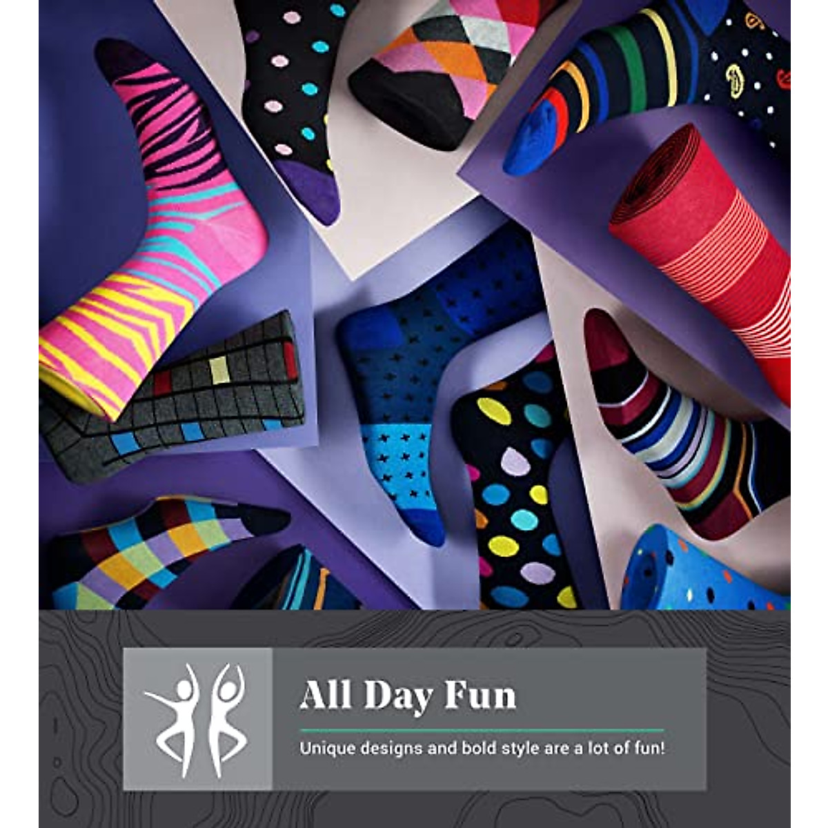 Marino Mens Dress Socks - Fun Colorful Socks for Men - Cotton Funky Socks - 6 Pack - Exclusive Collection - 10-13