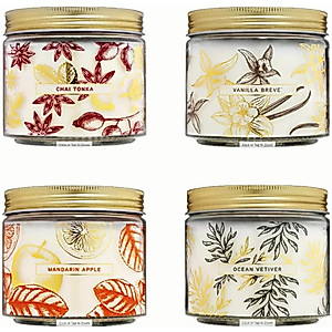 Bellevue Luxury Candles, Natural Soy Wax, Essential Oils, Long-Lasting Burn, Luxurious Fragrances, 4 Pcs