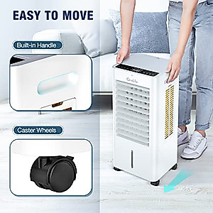 Grelife Portable Evaporative Air Cooler, 3-IN-1 Air Cooler with Fan & Humidifier, 1.58Gal Water Tank for Bedroom Room Office Garage