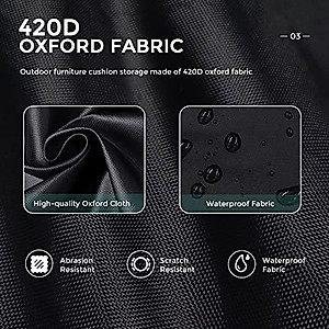 boyspringg Outdoor Cushion Storage Bag, 32''x32''x24'', Patio Cushion Storage Bag 420D Oxford Cloth Waterproof , Cushion Storage Bag for Patio Furniture, Cushion, Pillow etc.（Black）
