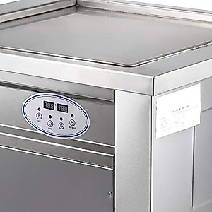 Happybuy Ice Cream Machine Maker 1800W Ice Cream Machine Commercial Flat Plate Electric Ice Cream Machine 19.7'' Squre Pan Ice Cream Roller Maker (Squre Pan)