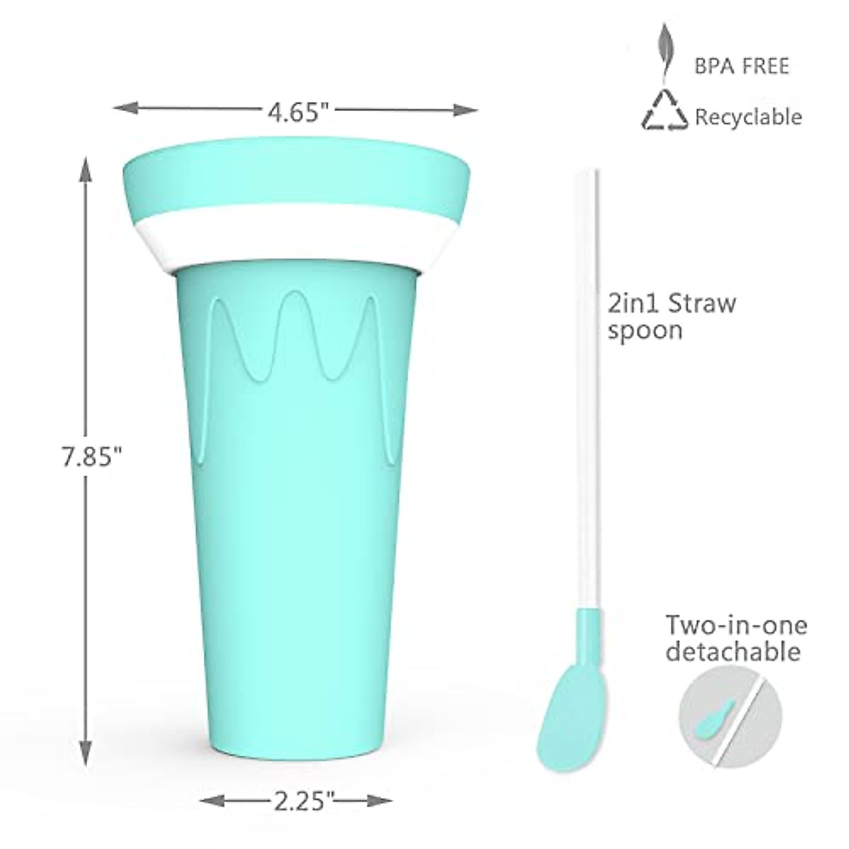 menglisi Frozen Magic Slushy Maker Cup | Mint Green Slushie Cup | Slushie Maker Squeeze Cup | Silicone Cold Drink Cooling Cup | Ice Maker Ice Cream Cup | Beer Coffe Milk Cola Mug | Gift for Women Men Him Her | 16.9oz