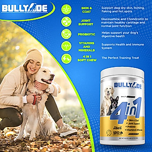 Bullyade 4 in 1 - Probiotic, Joint Support, Skin & Coat, Multi-Vitamin Soft Chews for Dogs, 16.9 oz